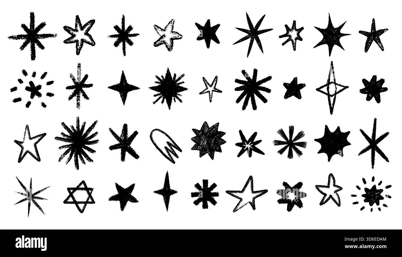 Hand drawn crayon stars Black and White Stock Photos & Images - Alamy
