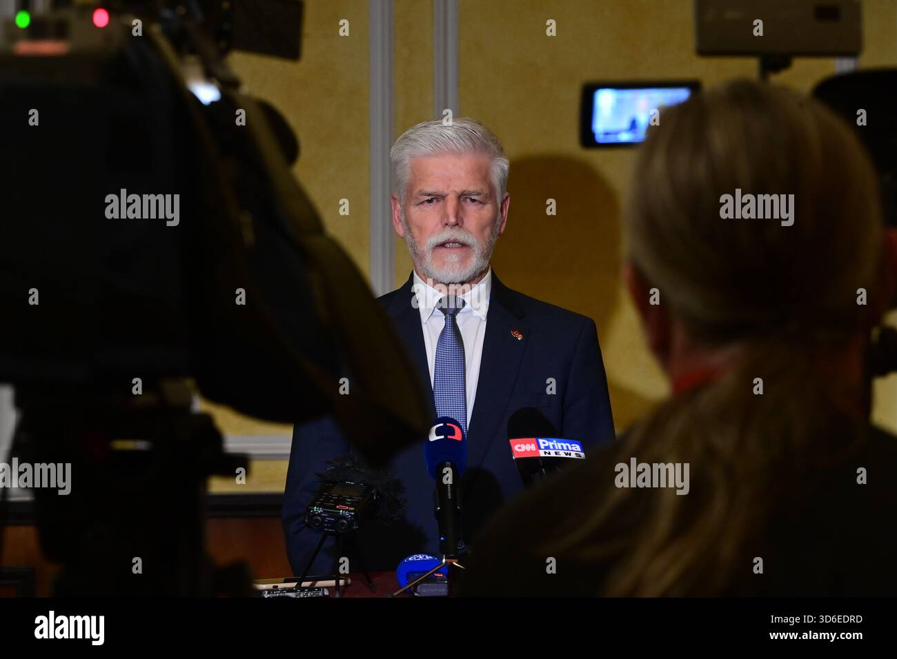 Czech President Petr Pavel speaks during the press conference after the ...