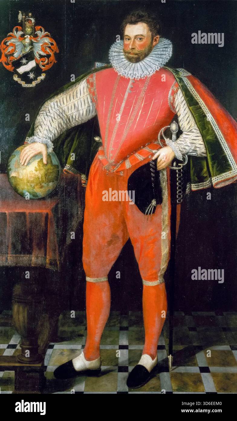 Sir Francis Drake (1540-1596), English explorer, portrait painting in ...
