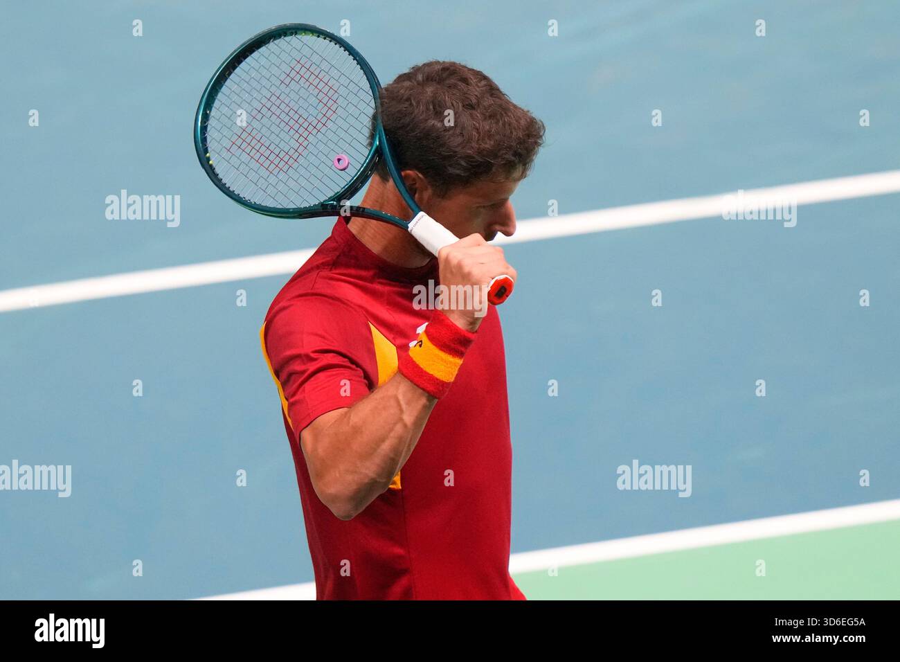 Spains' Pablo Carreno Busta reacts after losing against Czech Republic ...