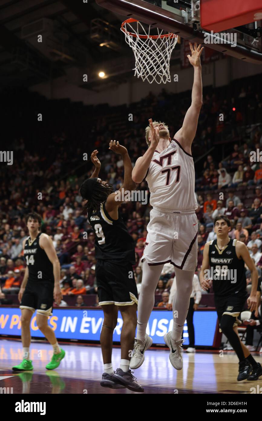 Virginia Tech Hokies center Antonio Dorn (77) shoots the ball at ...