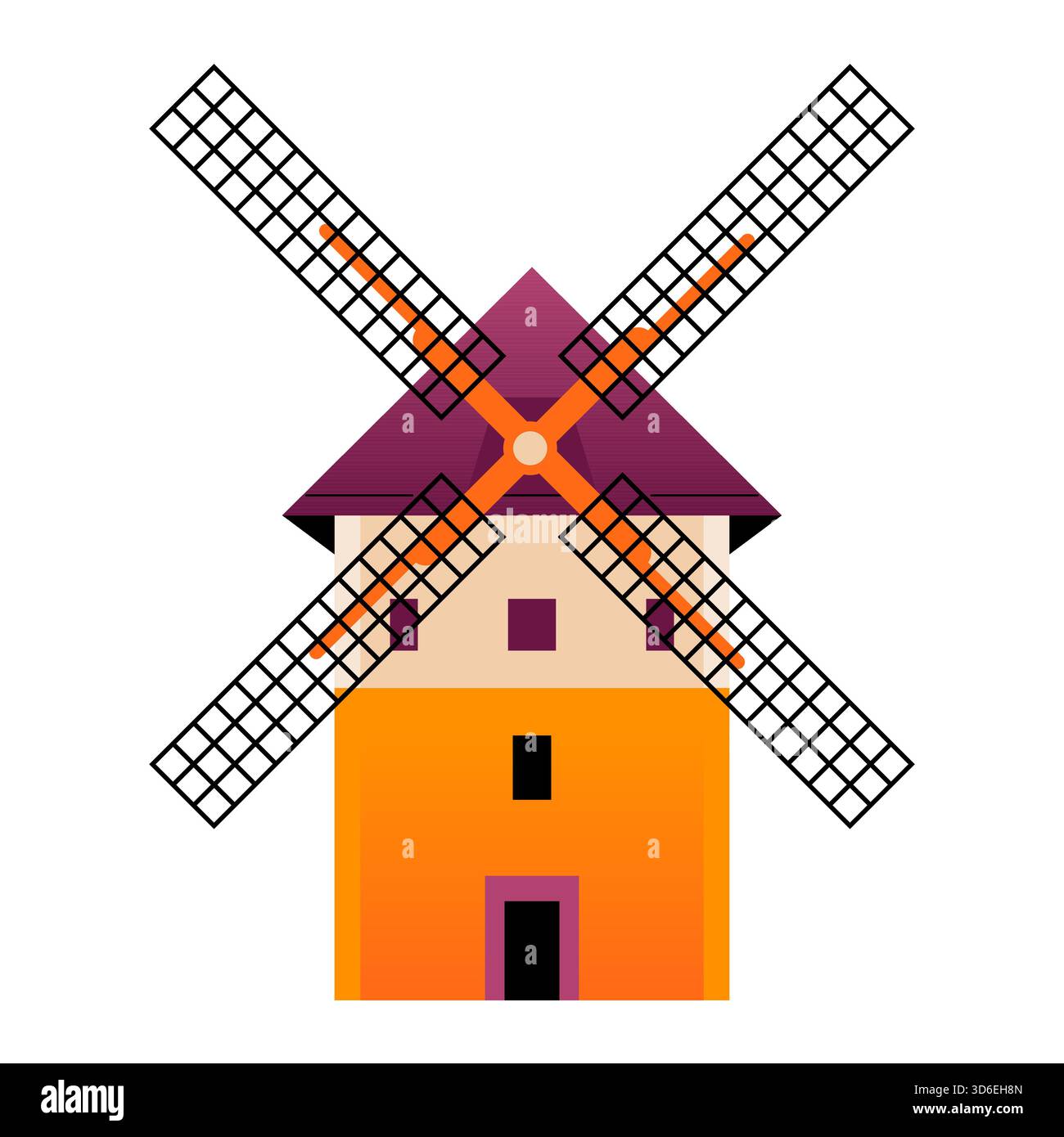 Spanish windmill - colorful flat design style object Stock Vector Image ...