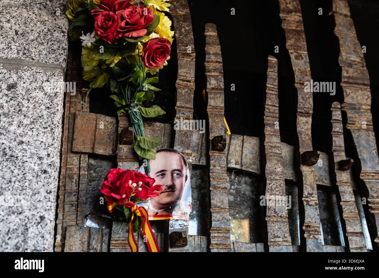 A picture of the Spanish dictator Francisco Franco seen at his tomb at ...