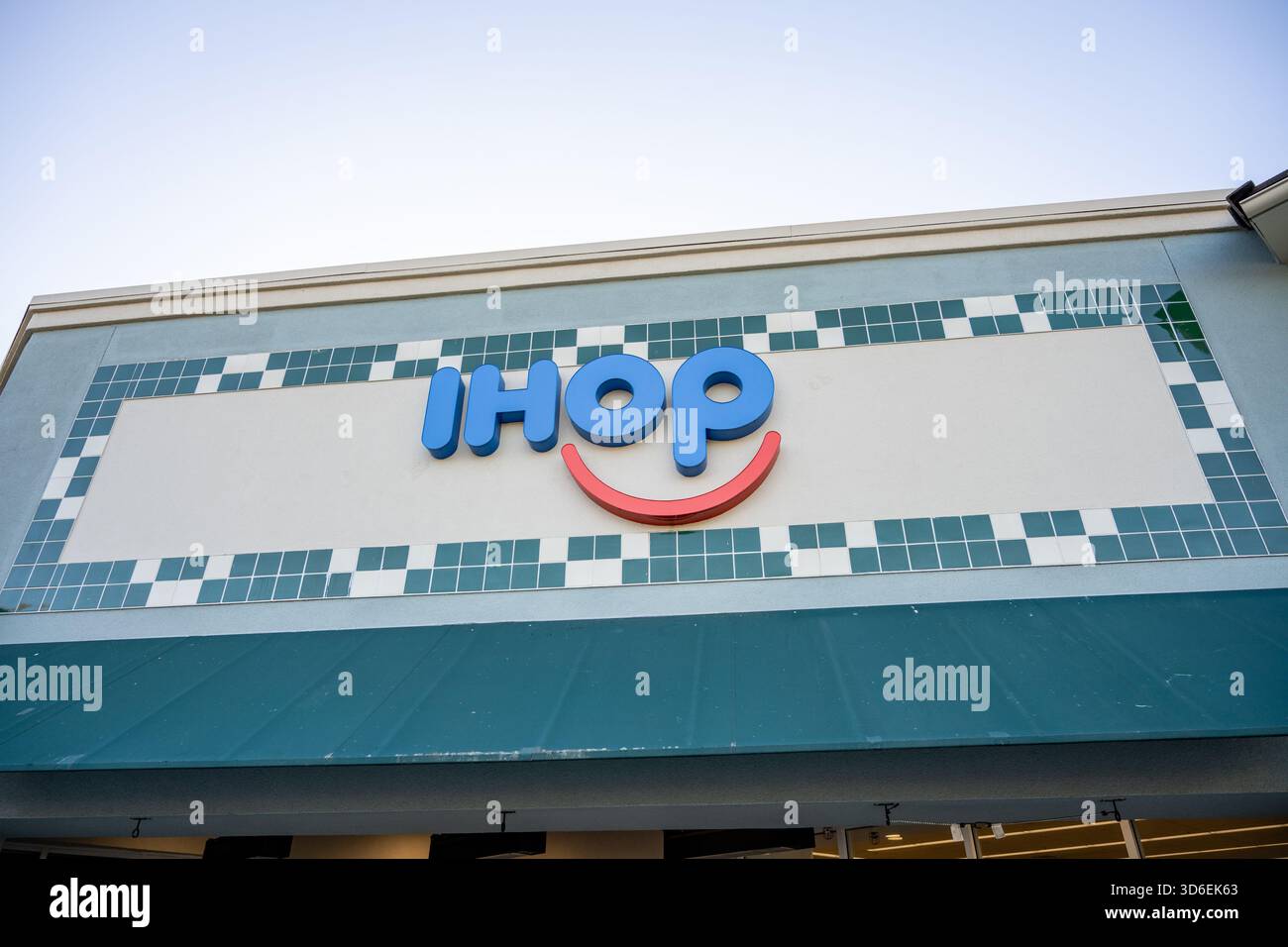 Low-angle view of sign on facade of IHOP Restaurant, Walnut Creek ...