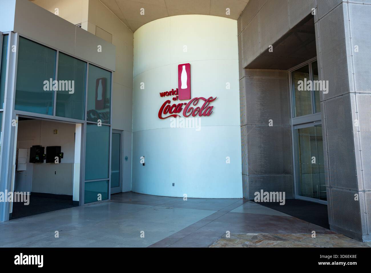 Sign on facade at World of Coca Cola attraction, Atlanta, Georgia ...