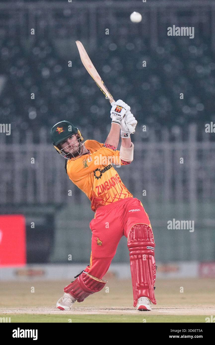 Zimbabwe's Brian Bennett plays a shot during the tri-series T20 cricket ...