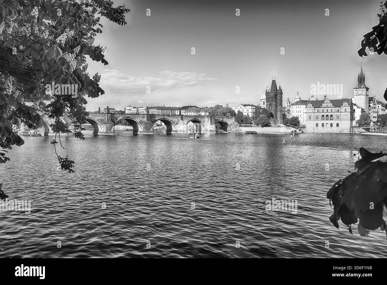 Beautiful vltava river buildings Black and White Stock Photos & Images ...