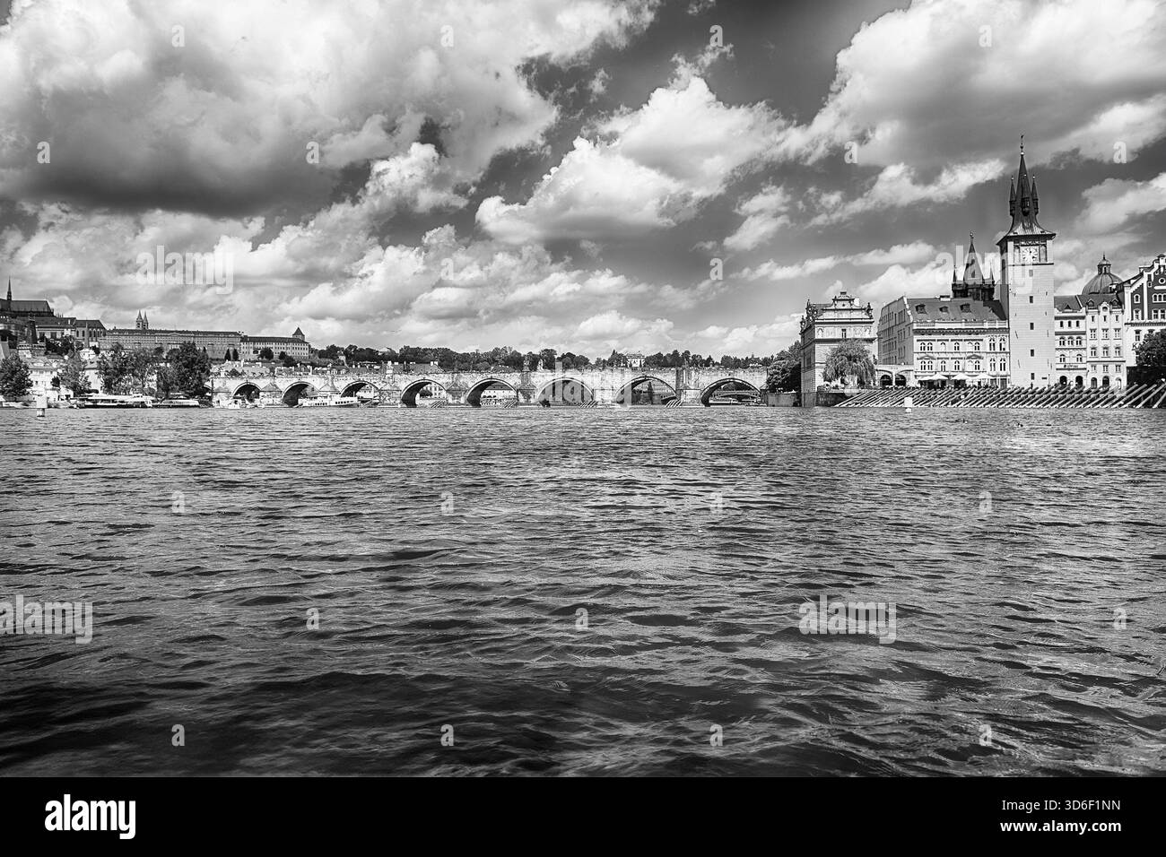 Beautiful vltava river buildings Black and White Stock Photos & Images ...
