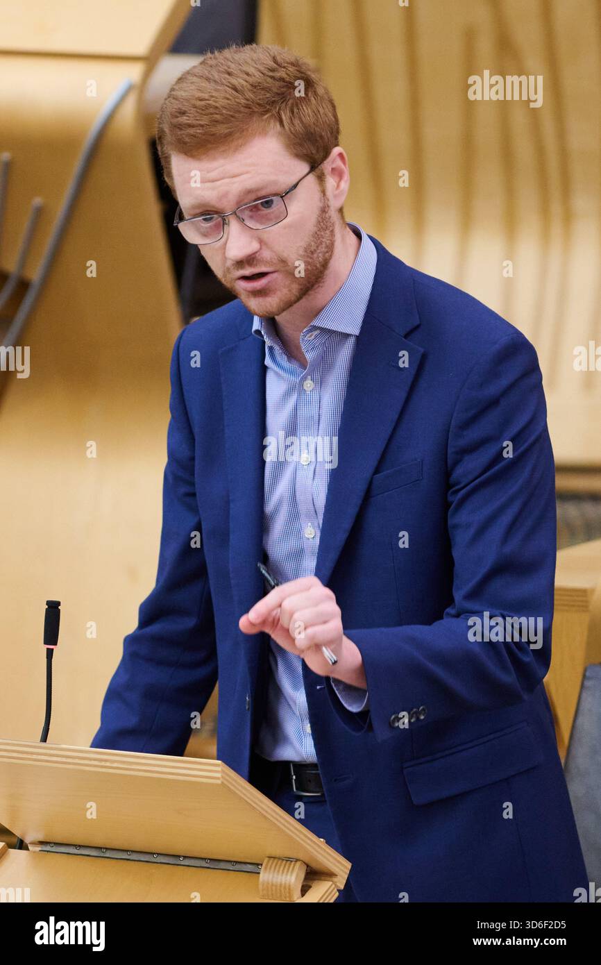 Edinburgh Scotland, UK 20 November 2025. Ross Greer MSP at the Scottish ...