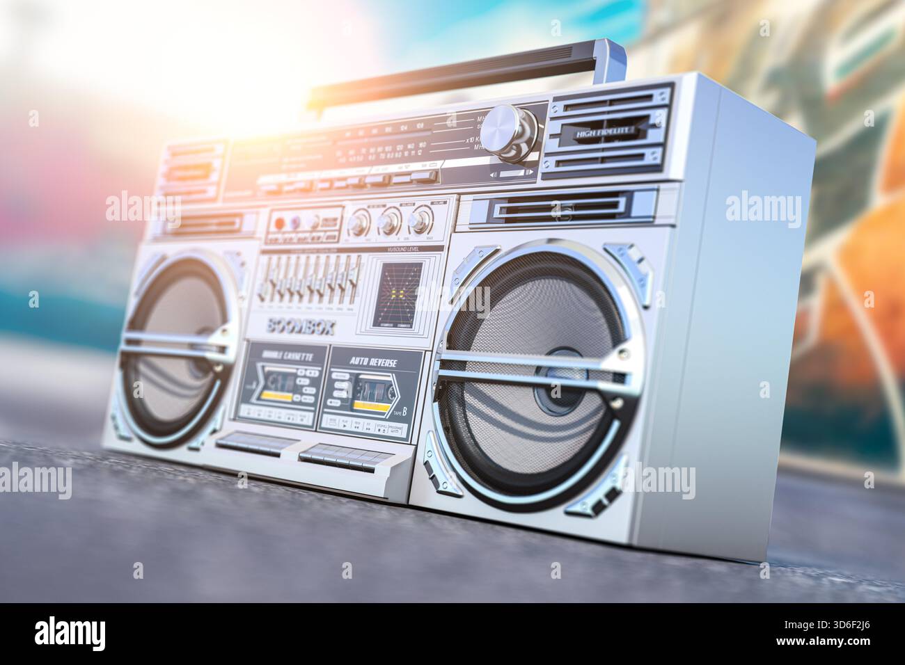 Retro vintage boombox ghetto blaster outdated radio receiver with ...
