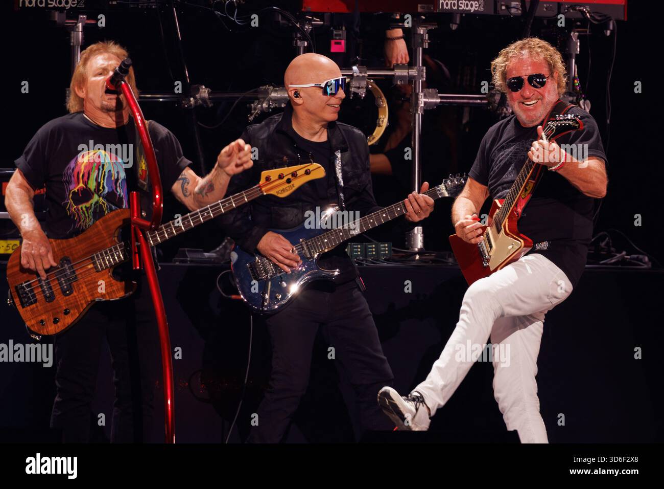 Michael Anthony, Sammy Hagar and Joe Satriani perform on stage during ...