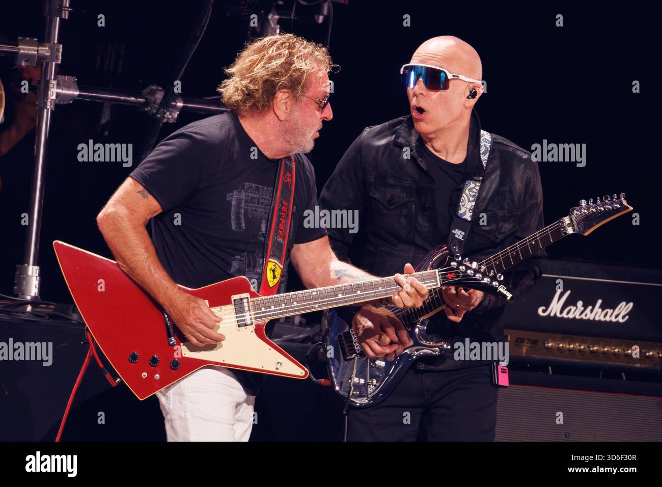 Sammy Hagar and Joe Satriani perform on stage during the iHeartRadio ...