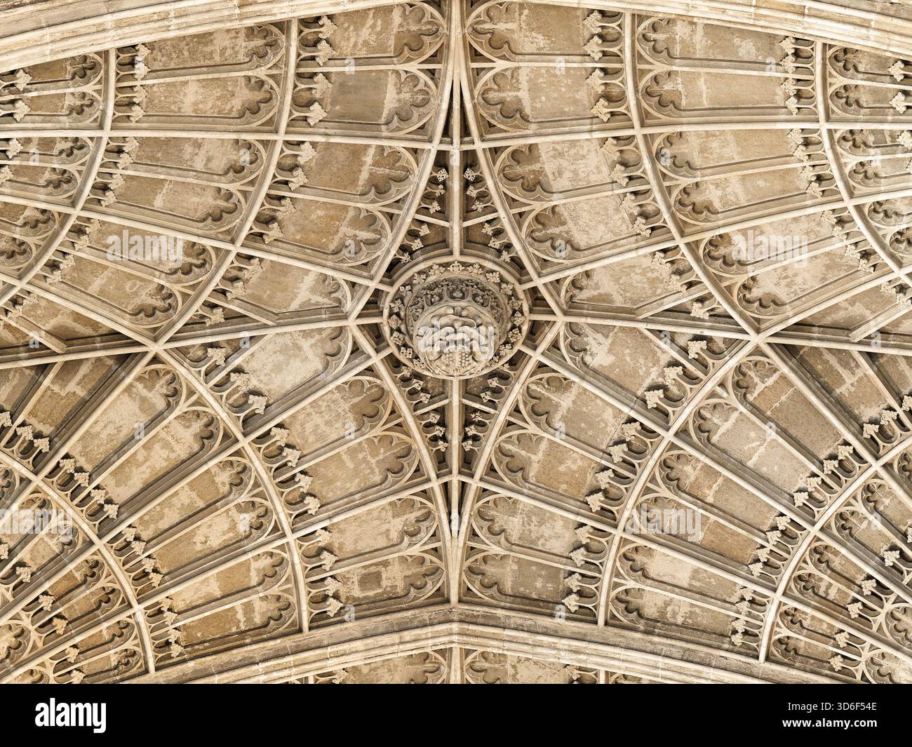 Stone vaulted ceiling of the tudor christian chapel at King's College ...