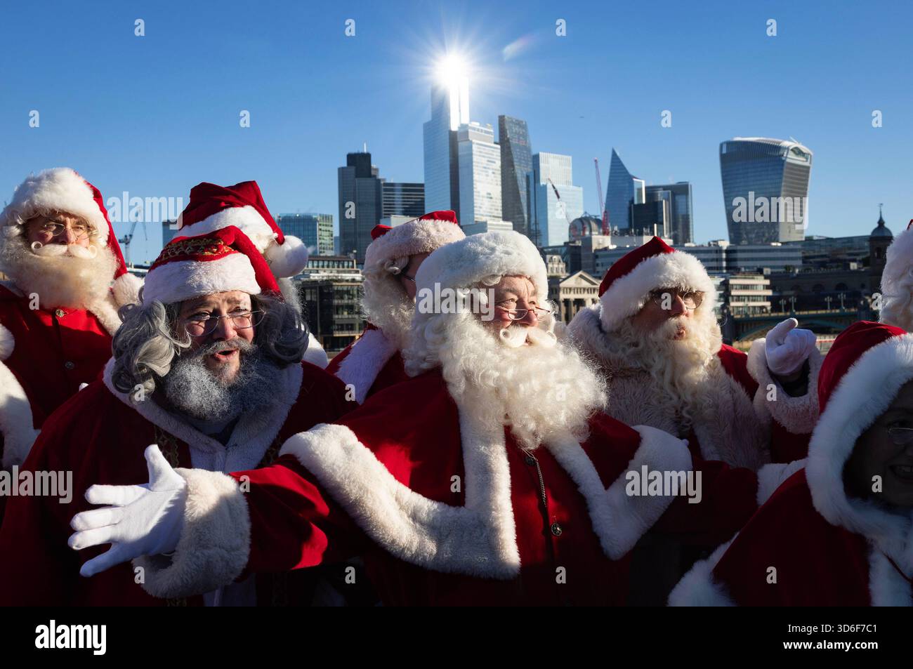 EDITORIAL USE ONLY Santas trained by the Ministry Of Fun's Santa School ...