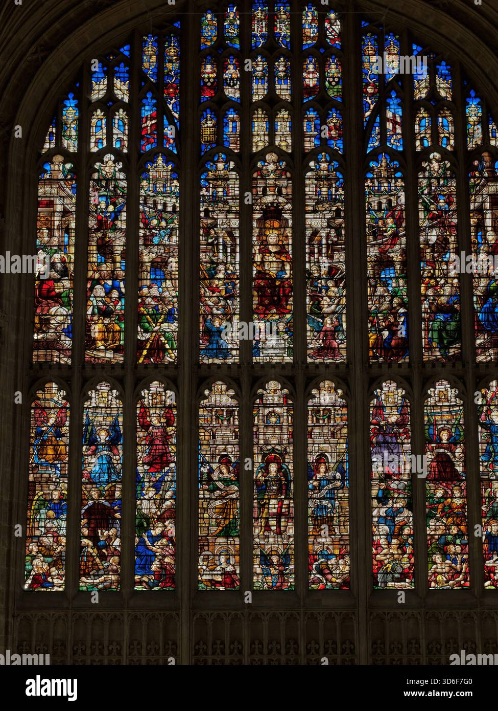 Stained glass window at the west end of the ante-chapel in the tudor ...