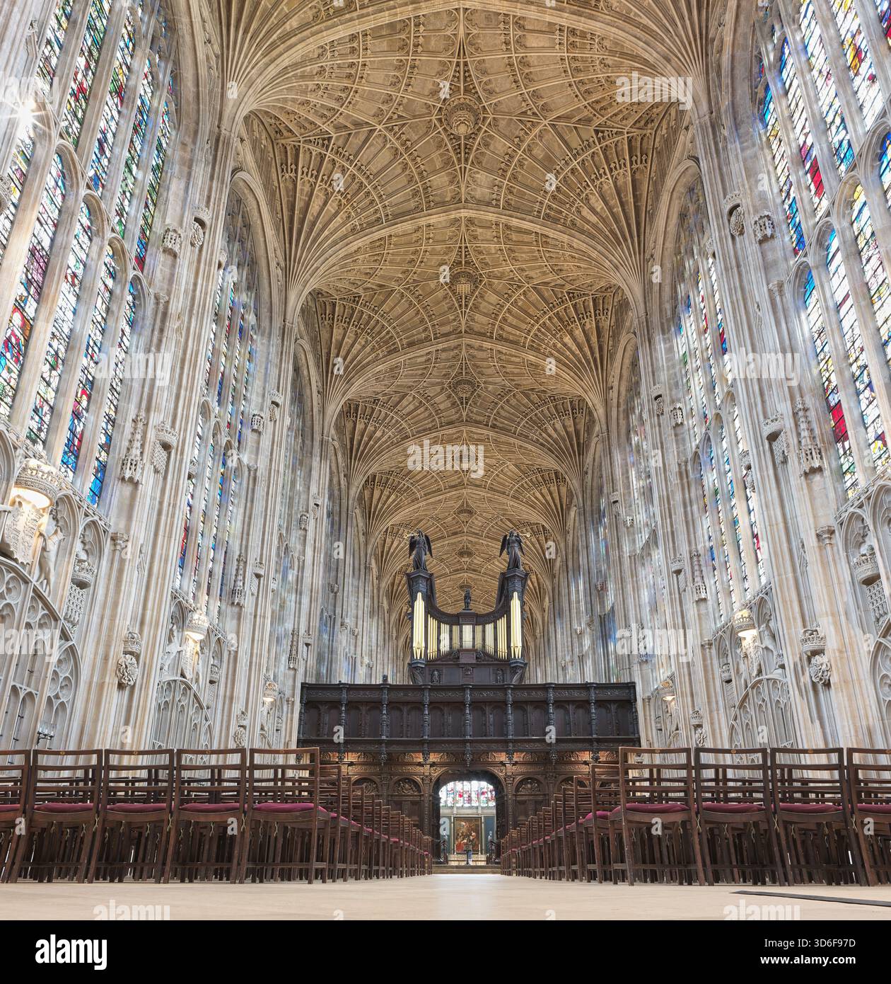 Ante-chapel, with chairs oak screen and vaulted stone ceiling, of the ...
