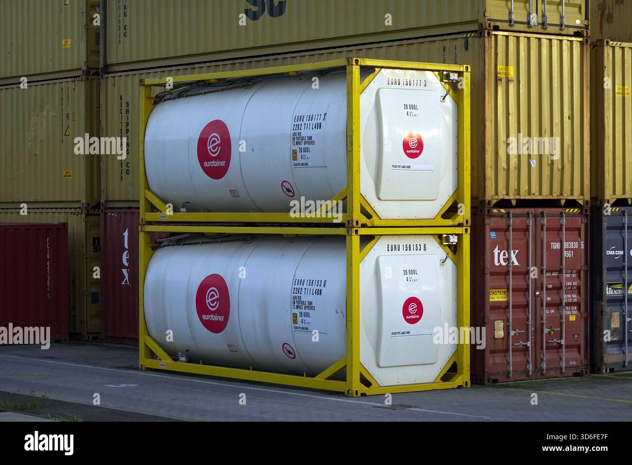 Senov, Czechia - November 9, 2023: Stack of Eurotrainer containers for ...