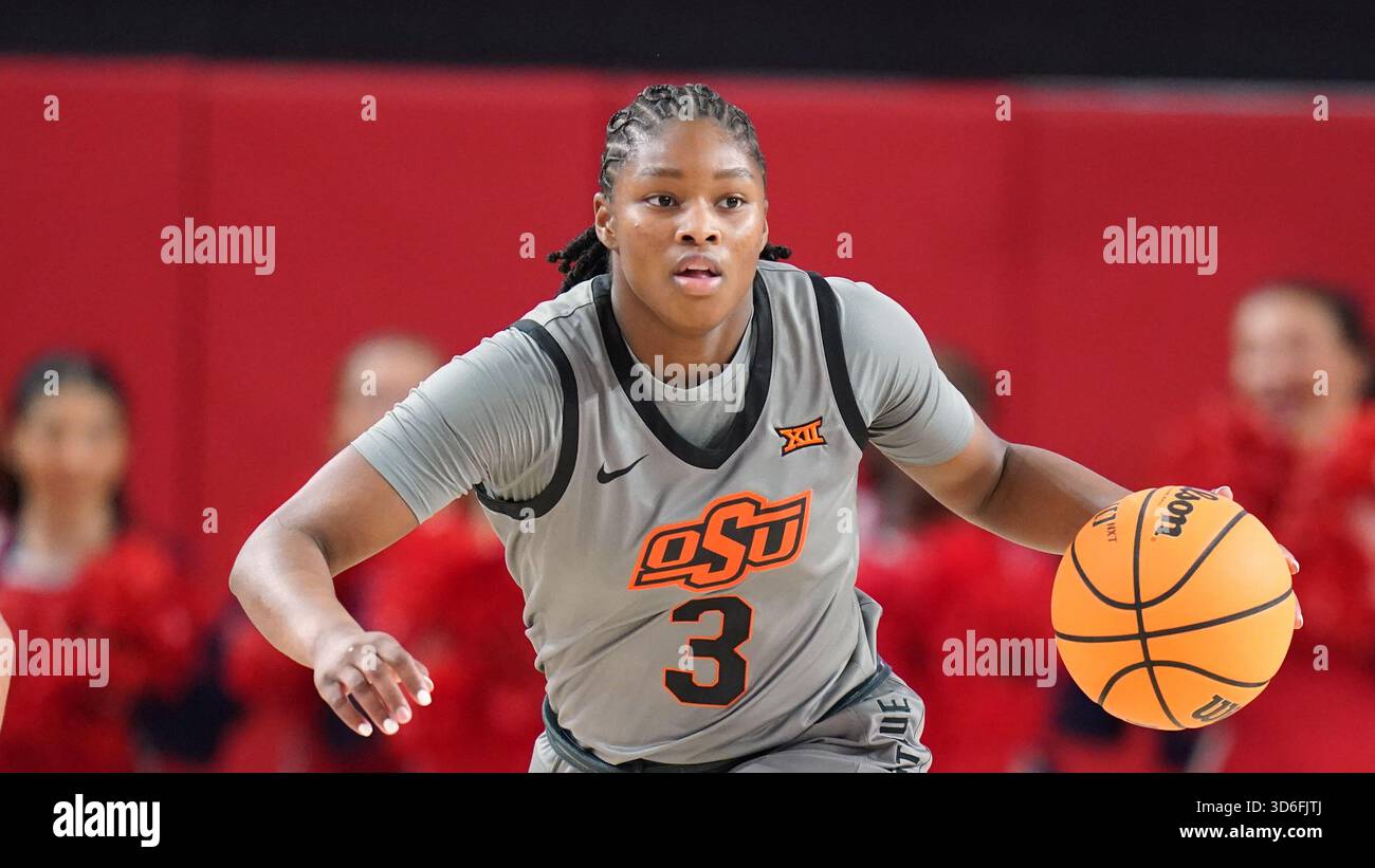 Oklahoma State guard Micah Gray (3) during an NCAA basketball game ...