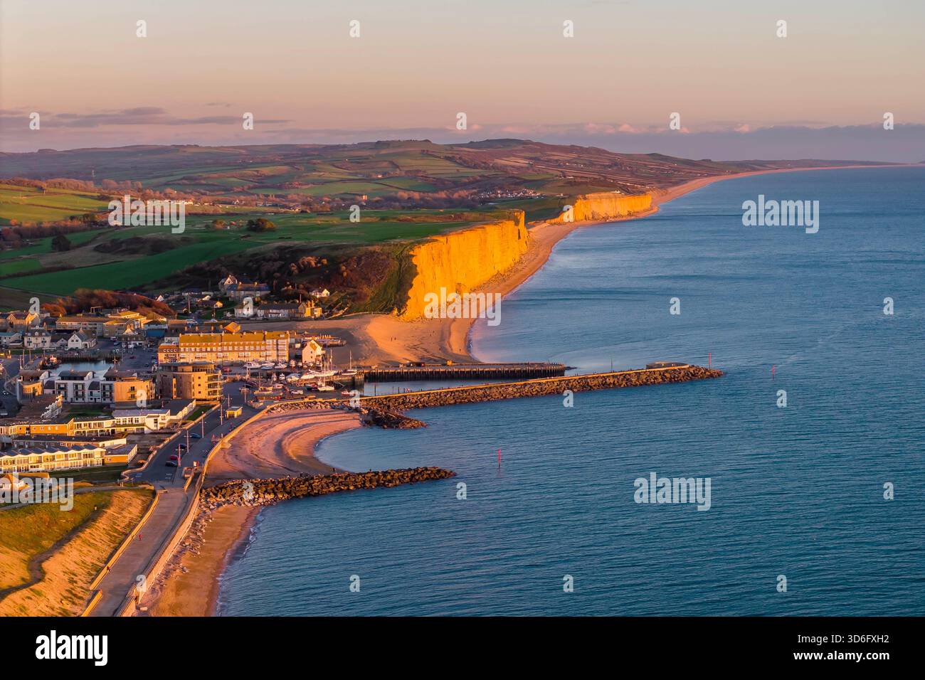 West Bay, Dorset, UK. 20th November 2025. Aerial view of West Bay in ...