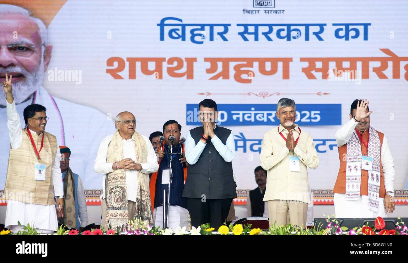 PATNA, INDIA - NOVEMBER 20: Gujarat Chief Minister Bhupendra Patel ...