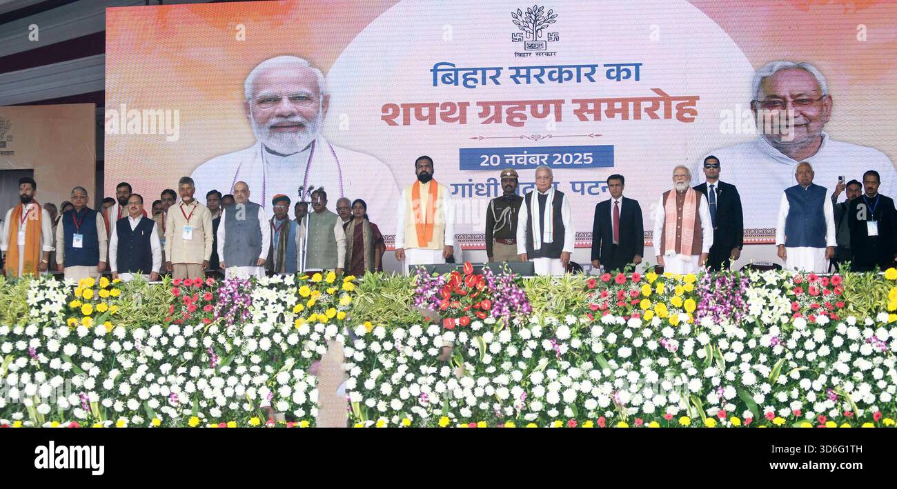 PATNA, INDIA - NOVEMBER 20: Prime Minister Narendra Modi with Bihar ...
