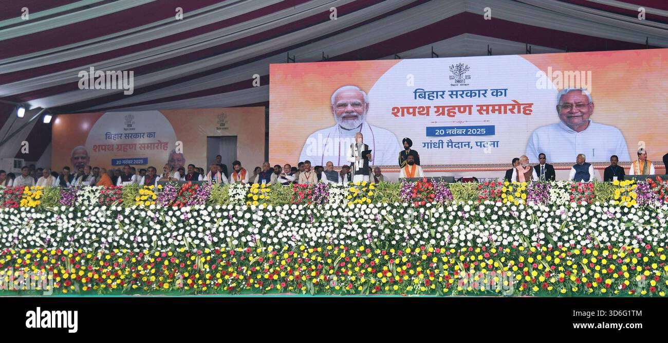 PATNA, INDIA - NOVEMBER 20: Prime Minister Narendra Modi with Bihar ...