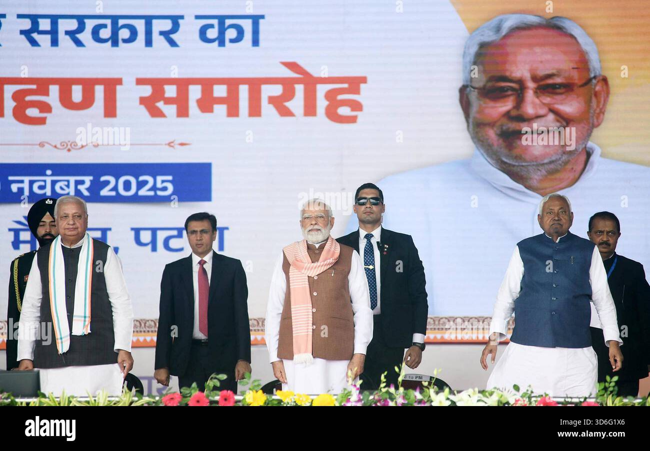 PATNA, INDIA - NOVEMBER 20: Prime Minister Narendra Modi with Bihar ...