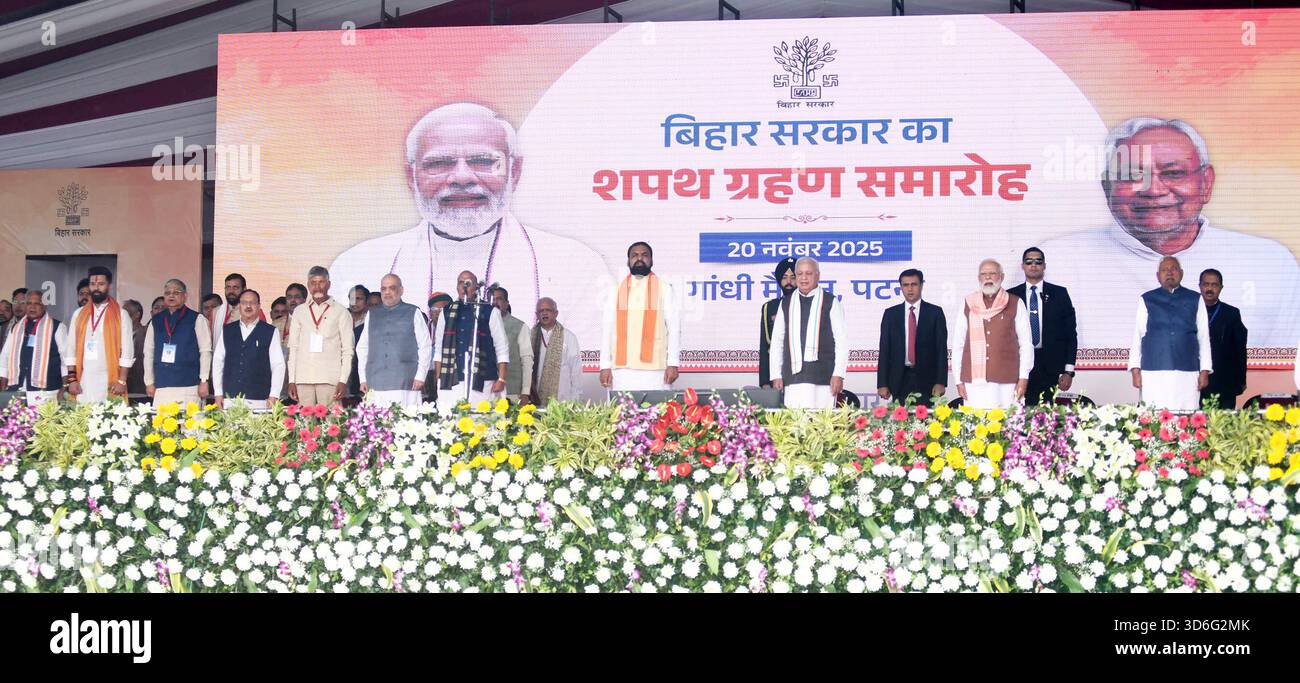 PATNA, INDIA - NOVEMBER 20: Prime Minister Narendra Modi with Bihar ...