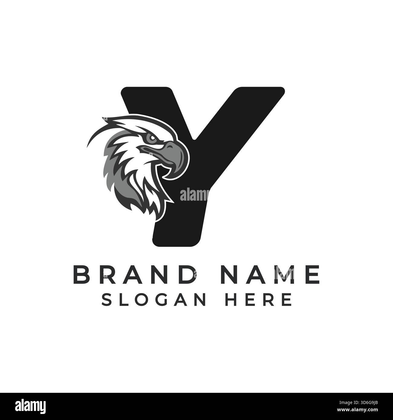 Letter Y Logo Concept with Eagle face. Alphabet Y Falcon Icon Stock ...