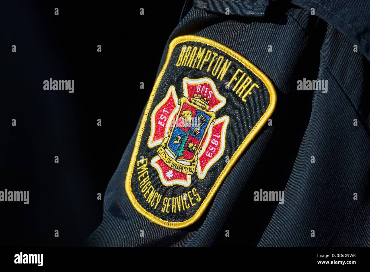 A Brampton fire logo is pictured at the scene of a fatal residential ...