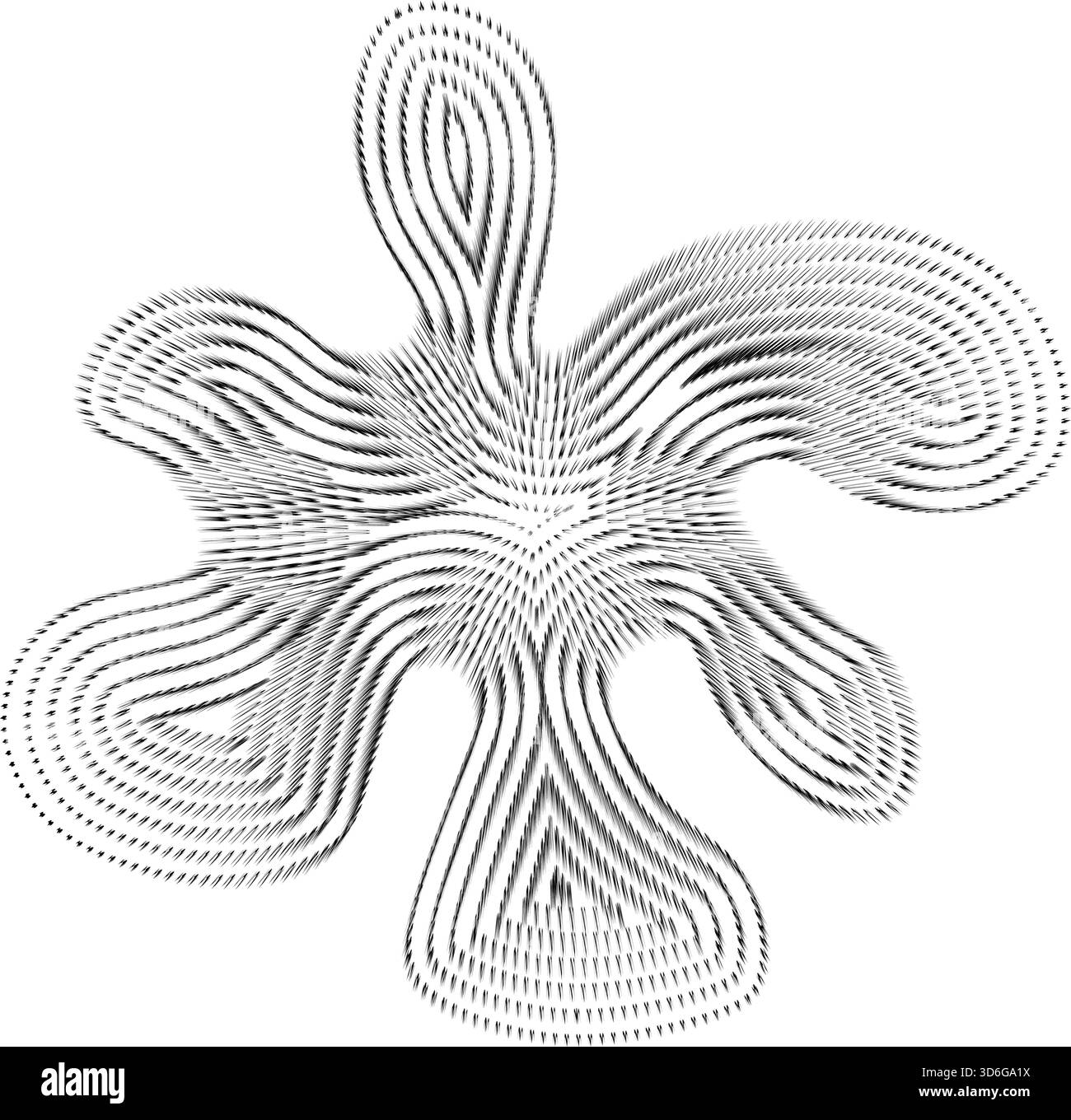 Abstract distorted mesh shape with soft protruding edges and fluid wave ...