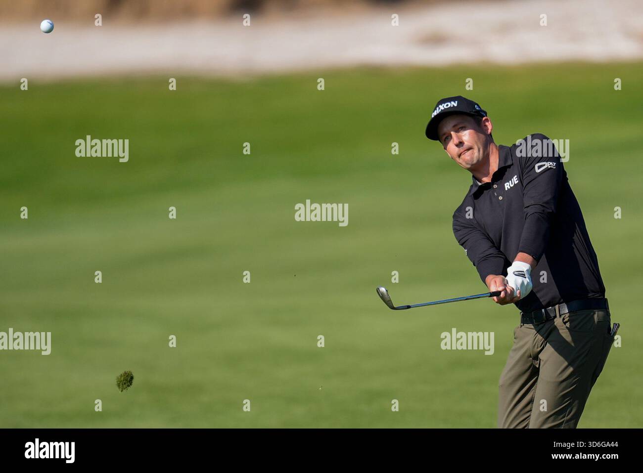 Andrew Putnam hits the ball to the 18th green during the first round of ...
