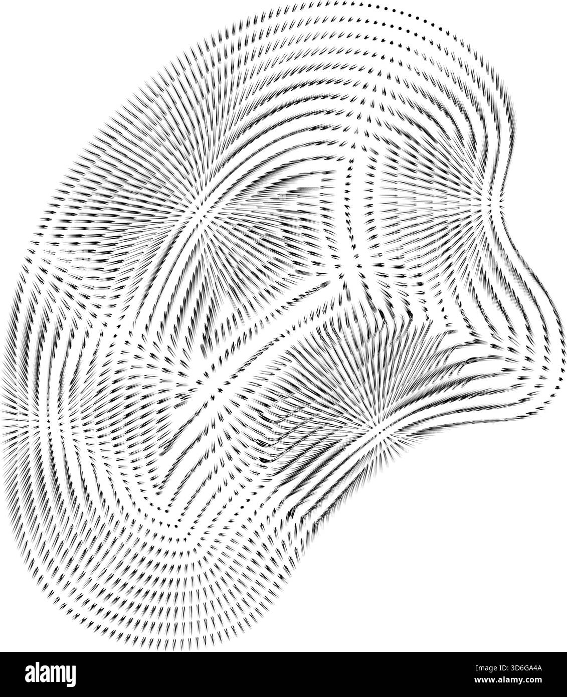Abstract distorted mesh figure in blob form with fluid wave textures ...