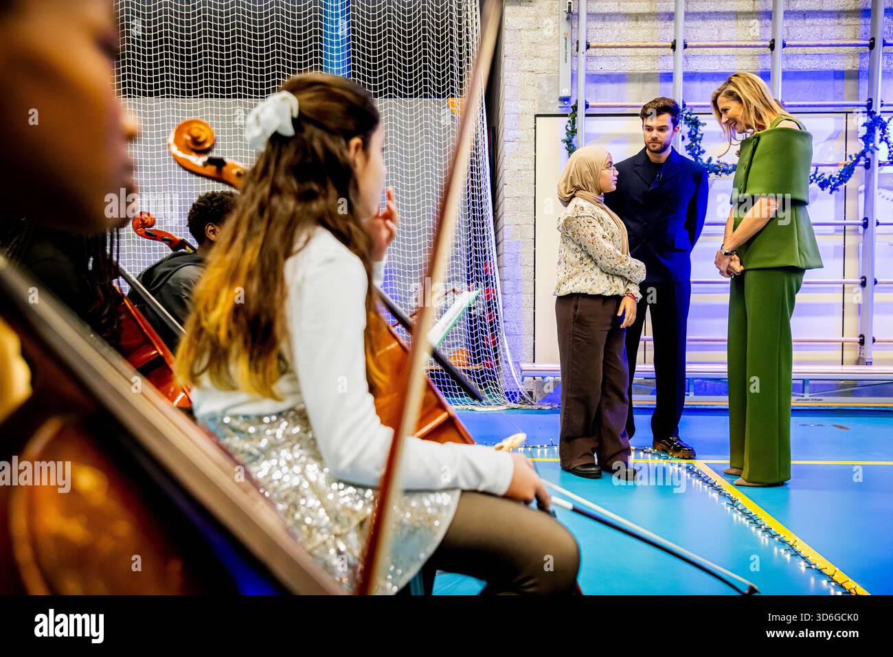 Queen Maxima visits participating school largest school band. Amsterdam, the Netherlands. 20 Nov ...