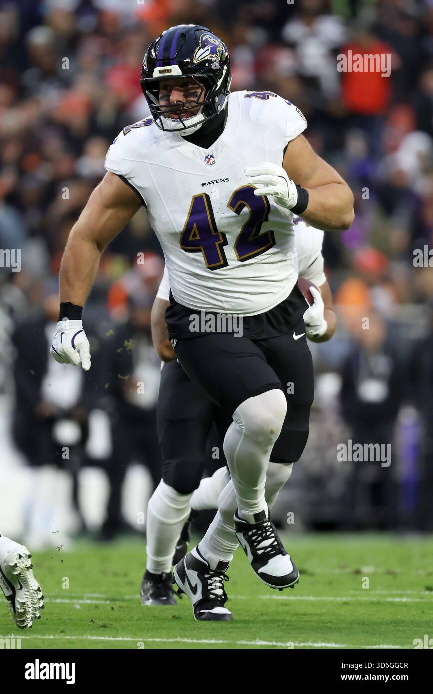 Baltimore Ravens fullback Patrick Ricard (42) looks to make a block ...