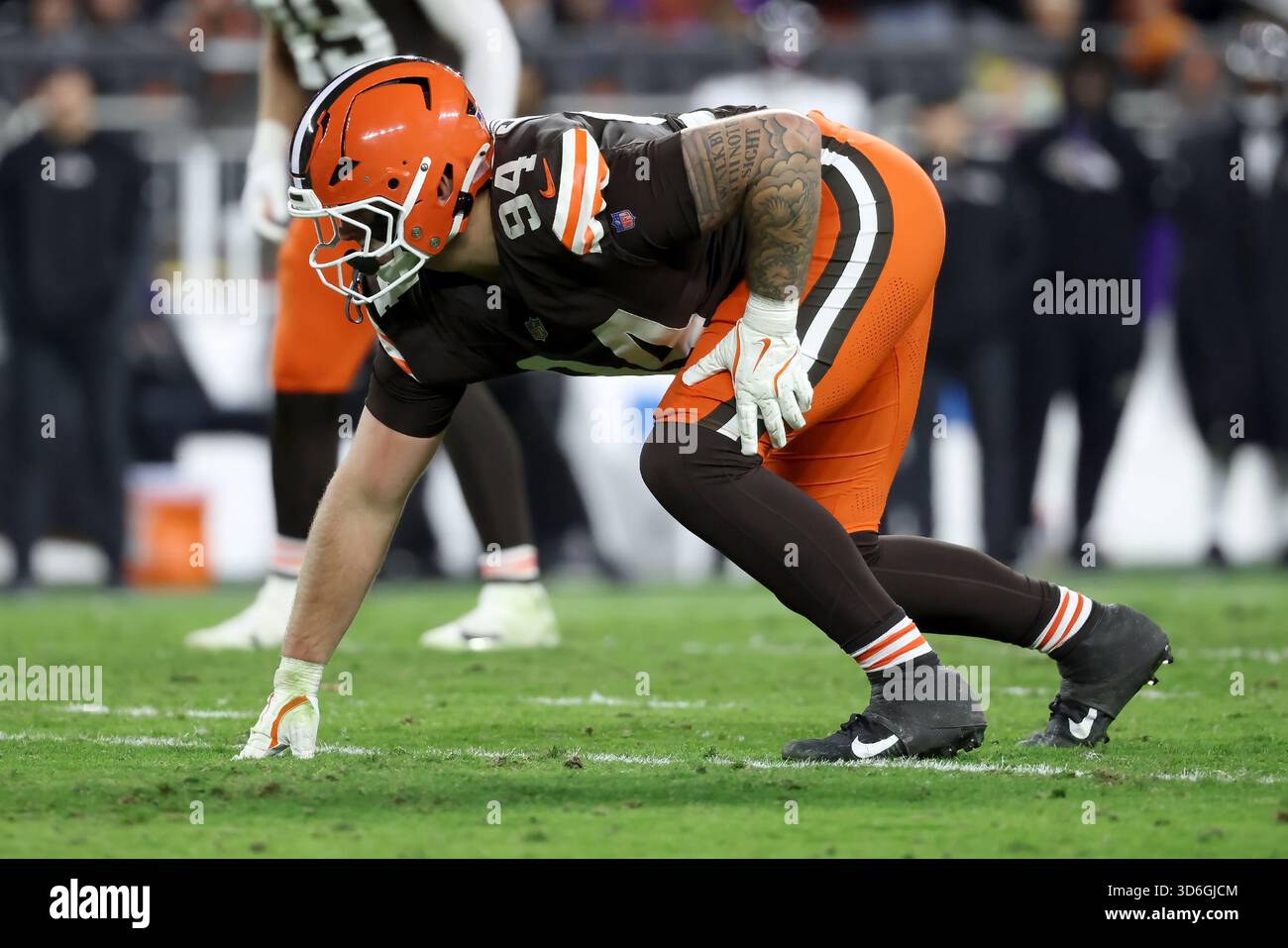 Cleveland Browns defensive tackle Mason Graham (94) lines up for a play ...