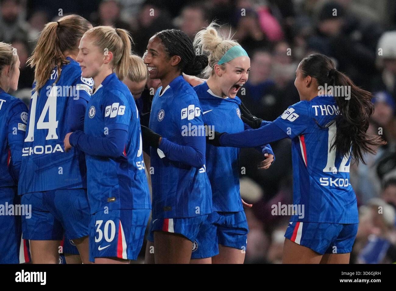 Chelsea's Ellie Carpenter, 2nd right, celebrates after scoring the ...