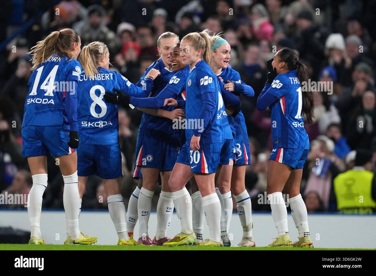 Chelsea's Ellie Carpenter, 2nd right, celebrates after scoring the ...