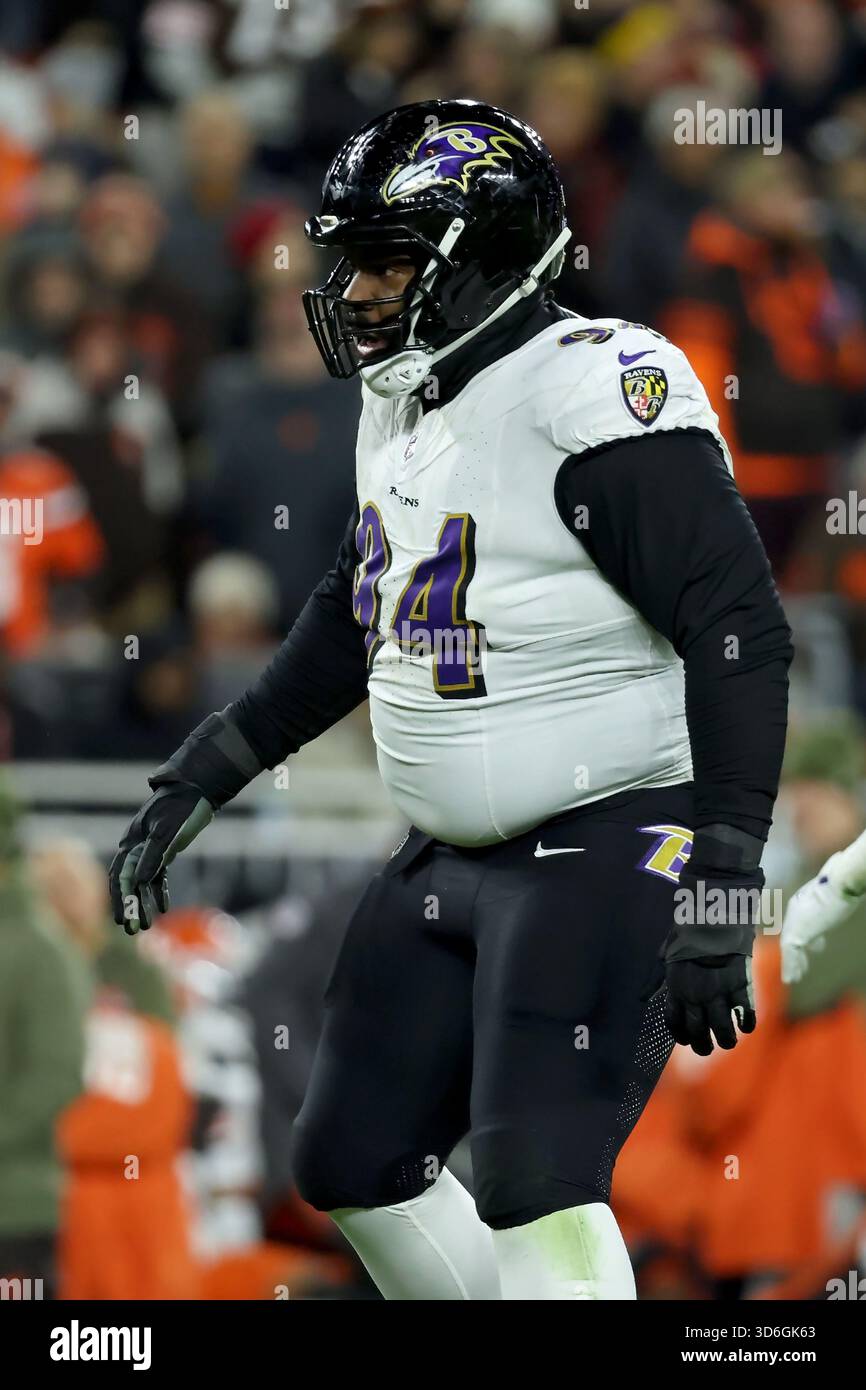 Baltimore Ravens defensive tackle John Jenkins (94) lines up for a play ...