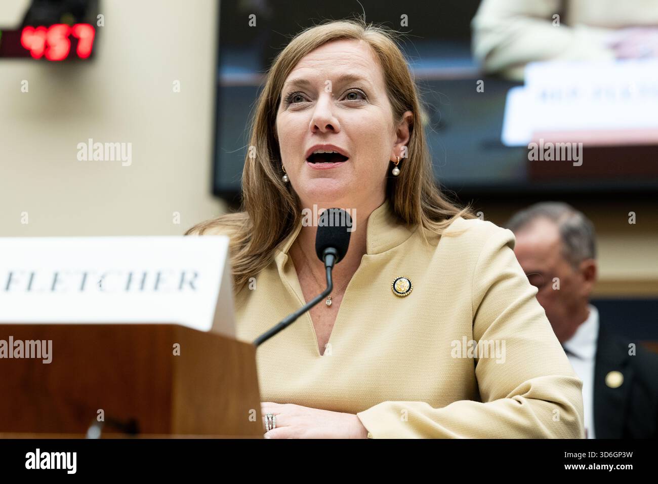 U.S. Representative Lizzie Fletcher (D-TX) speaking at a hearing of the ...