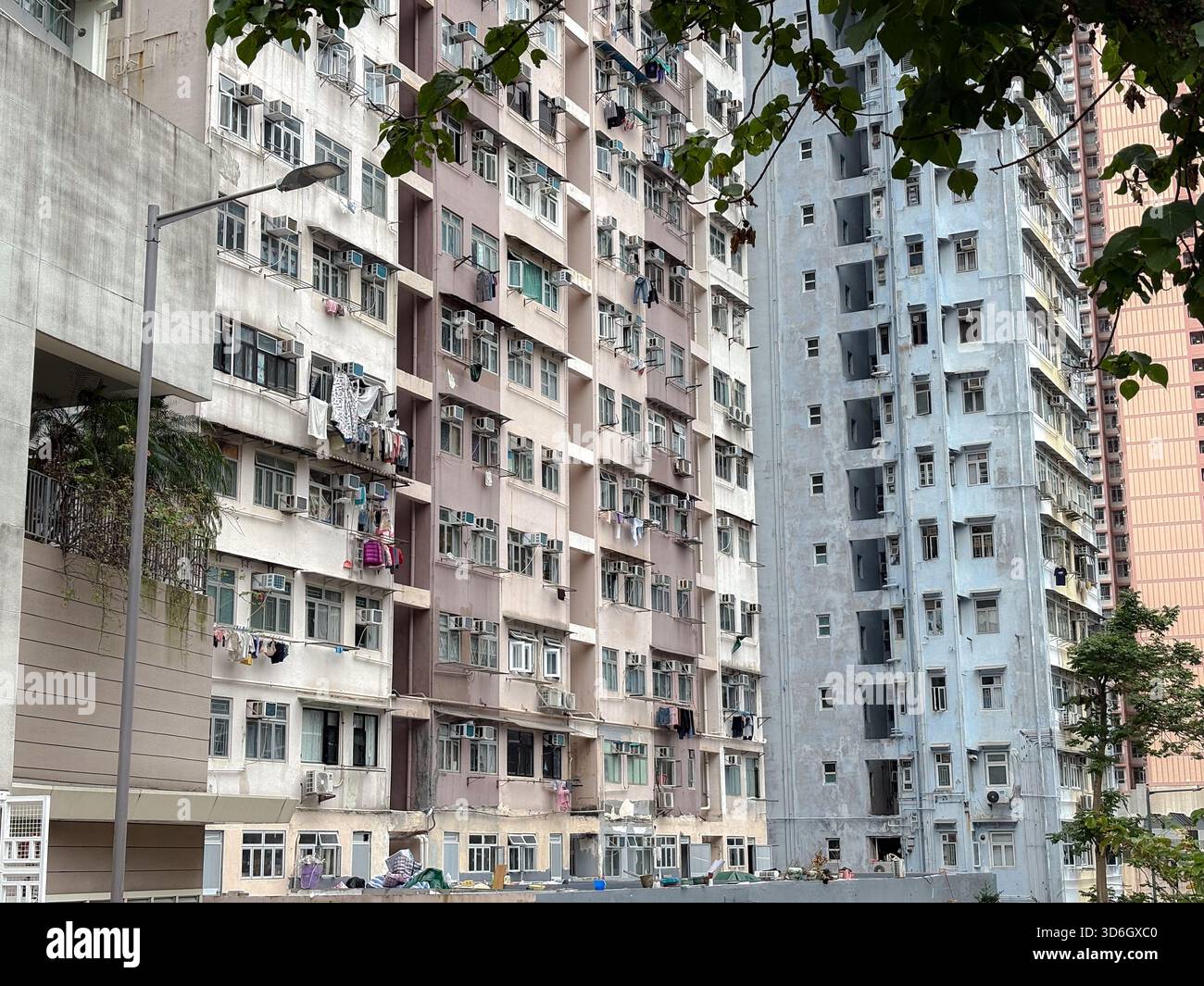 Old low income apartment buildings from the 1960s and 1970s in Hong ...