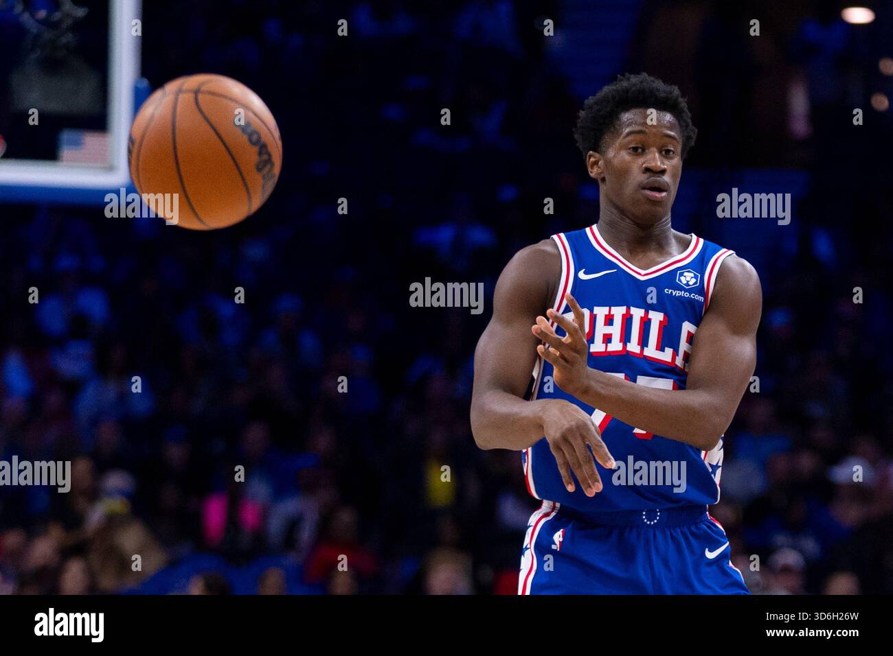 Philadelphia 76ers' VJ Edgecombe passes the ball during an NBA ...