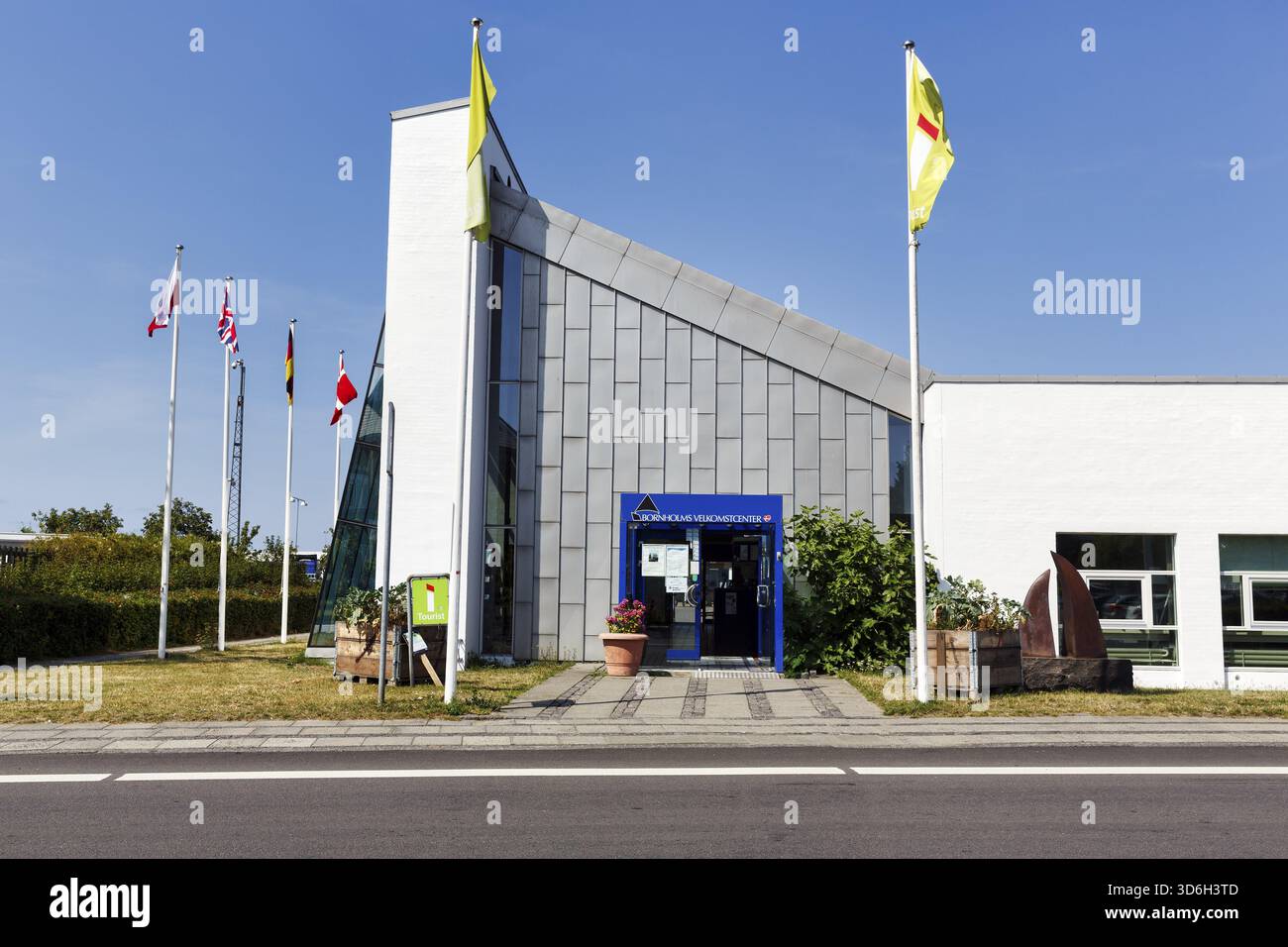 Visitor Center with Flags, Tourist Information, Ronne, Bornholm Island ...