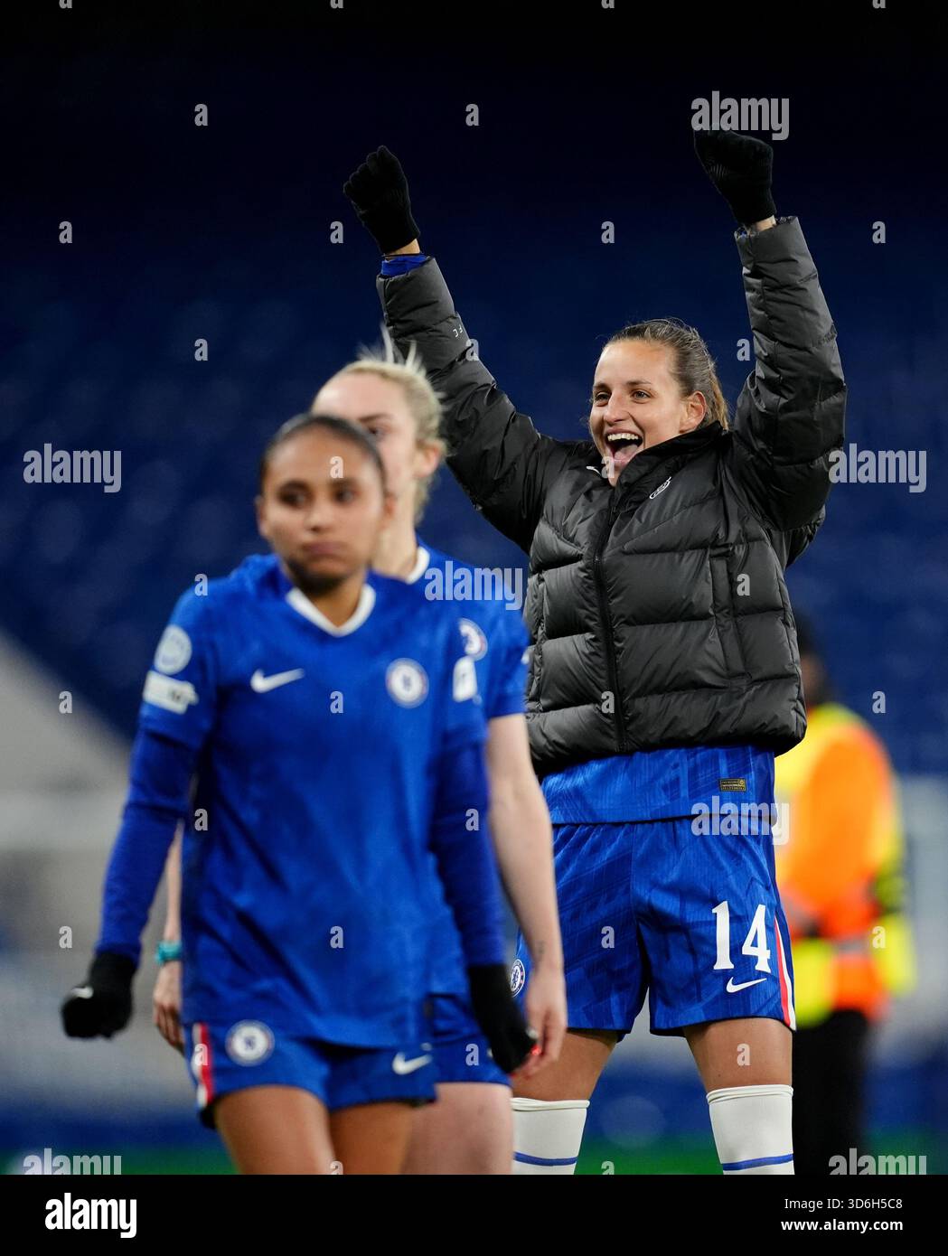 Chelsea's Nathalie Bjorn acknowledges the crowd at the final whistle ...