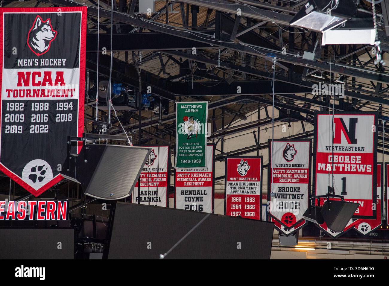 BOSTON, MA - OCTOBER 29: A general view of banners hanging from the ...