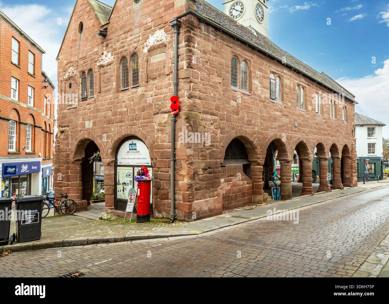 Ancient Market House on High Street in Ross on Wye, England Stock Photo ...