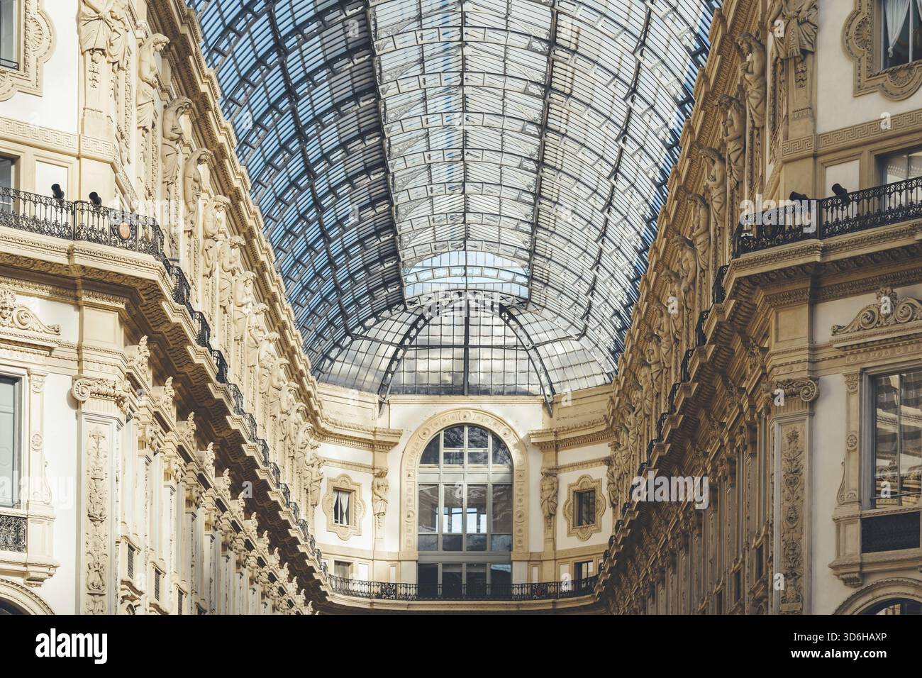 Galleria Vittorio Emanuele II Milanese shopping center interior. Famous ...