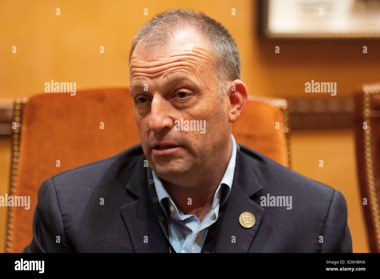 Hawaii Gov. Josh Green takes questions from media during the Western ...