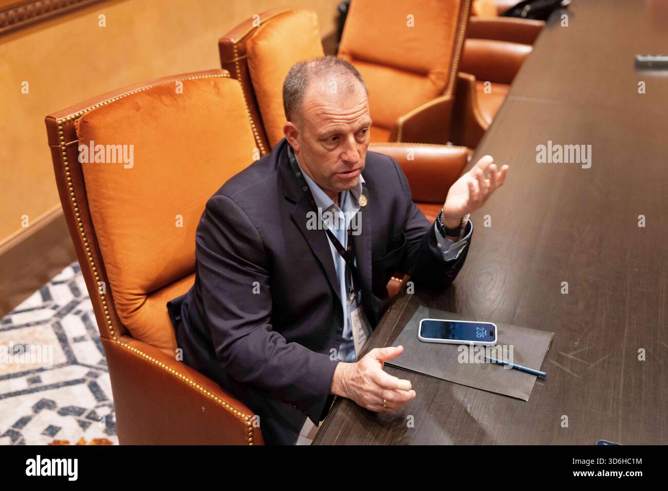 Hawaii Gov. Josh Green takes questions from media during the Western ...