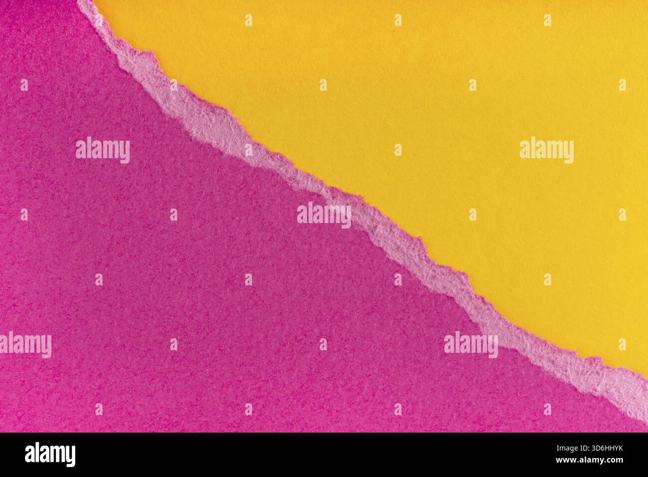 Pieces of torn ragged purple paper edges on yellow background. Ripped ...